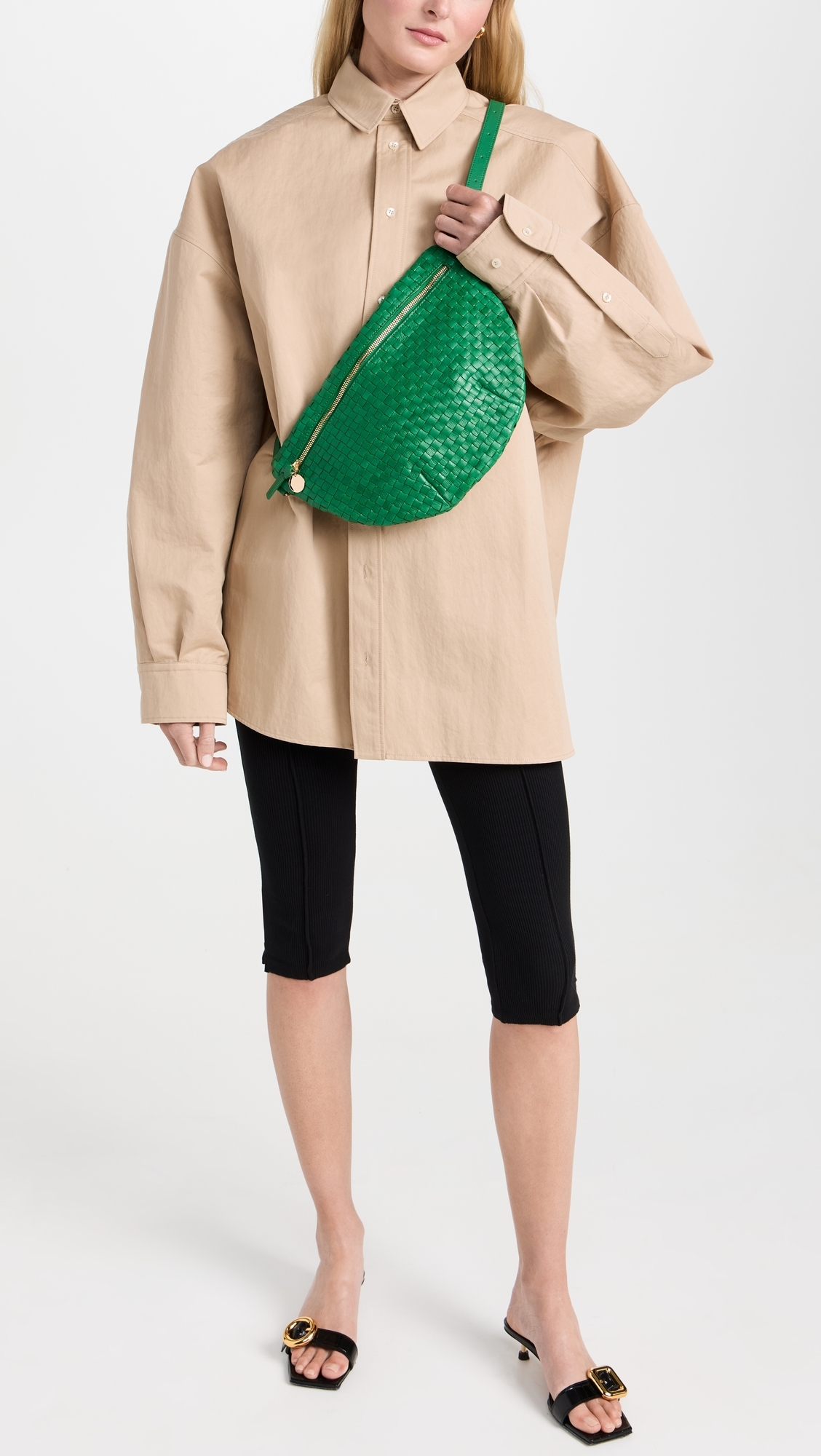 CLARE V. Clare V. Grande Fanny Pack in Woven Leather